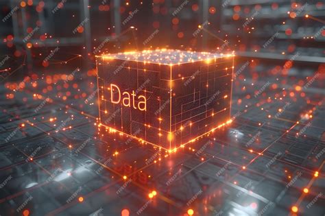 Premium Photo Futuristic Data Cube With Abstract Digital Network Connections