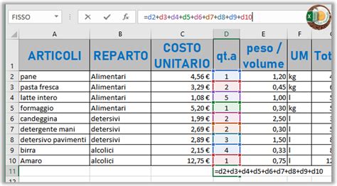 05 Come Effettuare I Calcoli Con Excel Excel Espresso