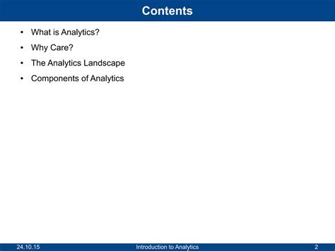Introduction To Analytics Odp