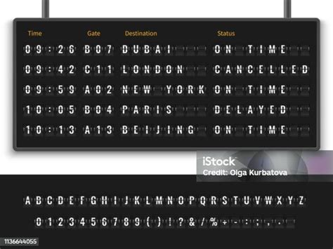 글꼴 뒤집기 공항 비행 보드 정보 패널 출발 목적지 항공기 항공 알파벳 도착 터미널 배너 벡터 일러스트 공항에 대한 스톡 벡터 아트 및 기타 이미지 Istock