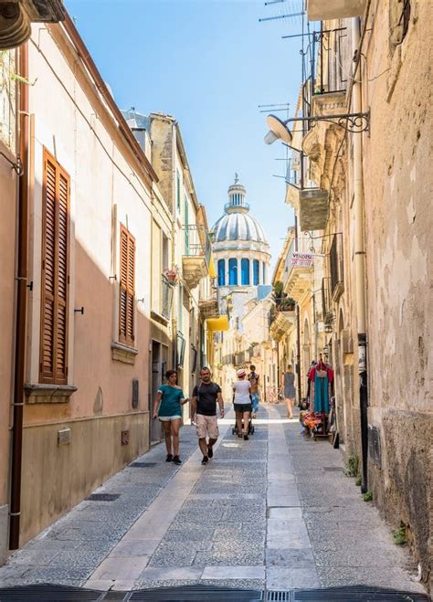 Narrow And Picturesque Road In Ragusa Ibla Sicily Italy Editorial