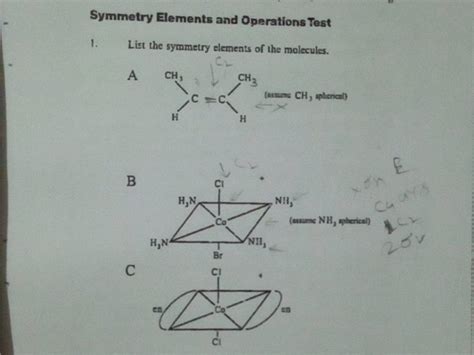 Symmetry Elements And Operations Test1 List The Symmetry Elements Of Th