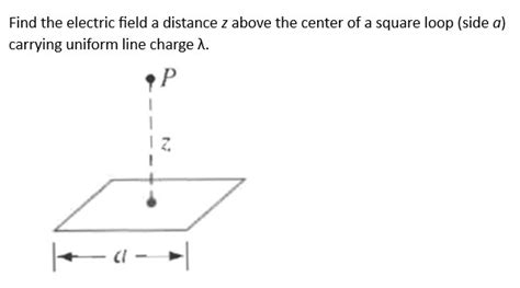 solved find the electric field a distance z above the center