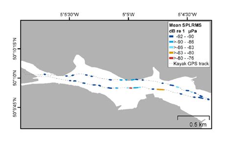 mean relative splrms db re 1 µpa 10 hz 20 khz for each section of