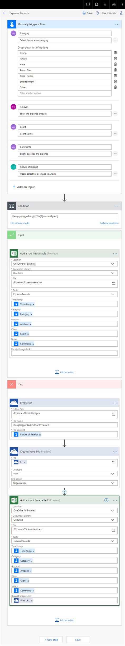 microsoft flow manually triggering a flow