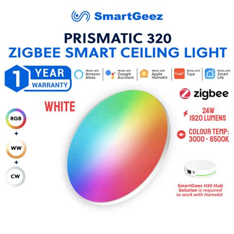 SmartGeez Zigbee Prismatic Black Smart Ceiling Light RGBWW PassionHome Sg
