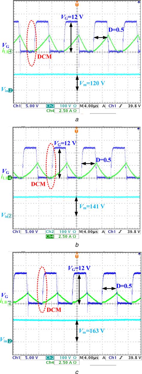 Experimental Waveforms Of Dcm Operation A Vin 85 Vrms B Download Scientific Diagram