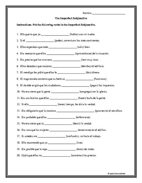 The Imperfect Subjuctive2 By Spanish Es Excelente Tpt