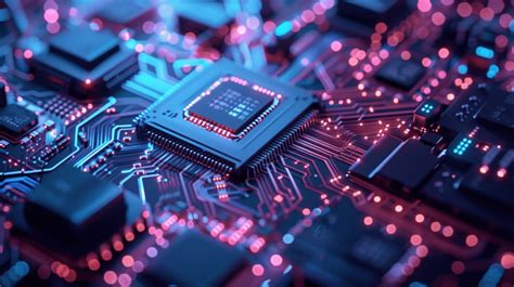 Computer Chip Circuit Close Up Background Circuit Computer Blue Background Image And