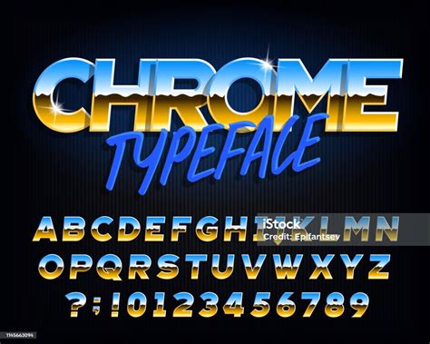 크롬 알파벳 글꼴입니다 어두운 배경에 크롬 효과 문자와 숫자 0명에 대한 스톡 벡터 아트 및 기타 이미지 0명 강철 금속