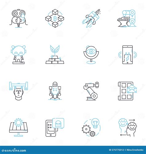 Cognitive Machinery Linear Icons Set Cognition Brain Artificial Intelligence Machine