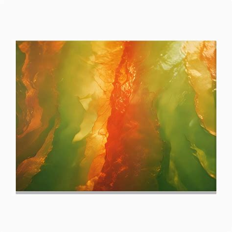 Abstract Image Of Swirling Translucent Shapes In Shades Of Orange Green And Yellow Creating