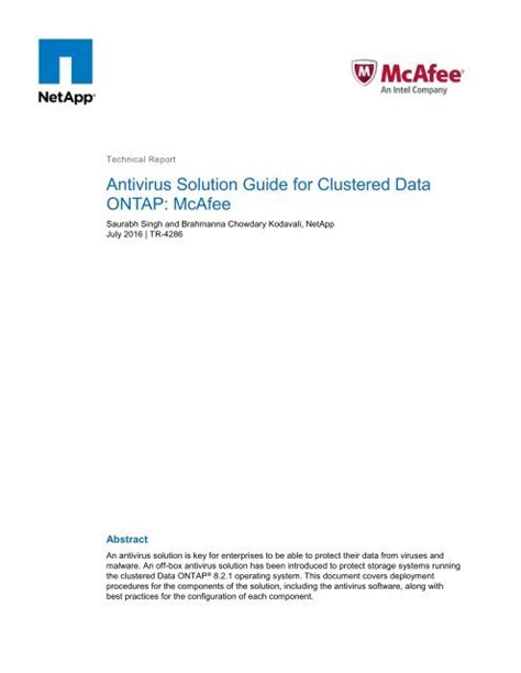 Antivirus Solution Guide For Clustered Data Ontap Mcafee