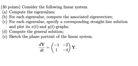 Solved Points Consider The Following Linear System A Chegg