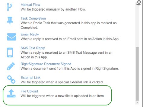 Workflow Automation File Upload Trigger Podio