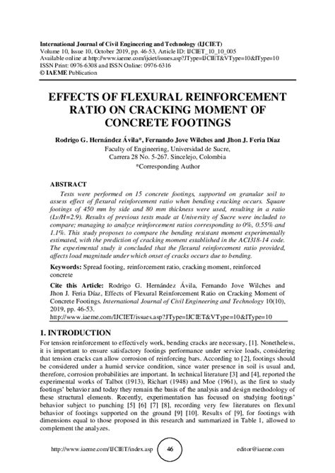 Pdf Effects Of Flexural Reinforcement Ratio On Cracking Moment Of