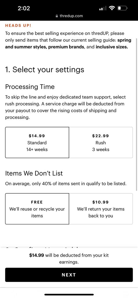 Is Processing Fee New R Thredup
