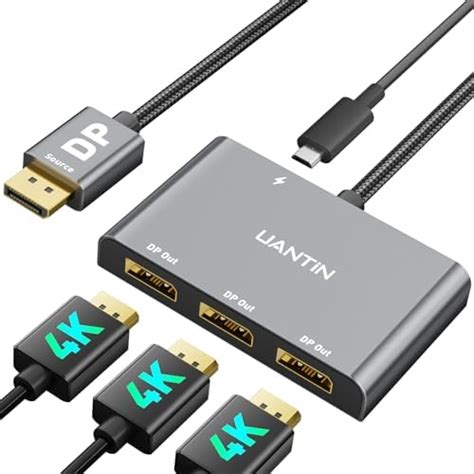 Uantin Displayport Splitter For 3 Monitors Extended Display 4k 60hz Display Port 1