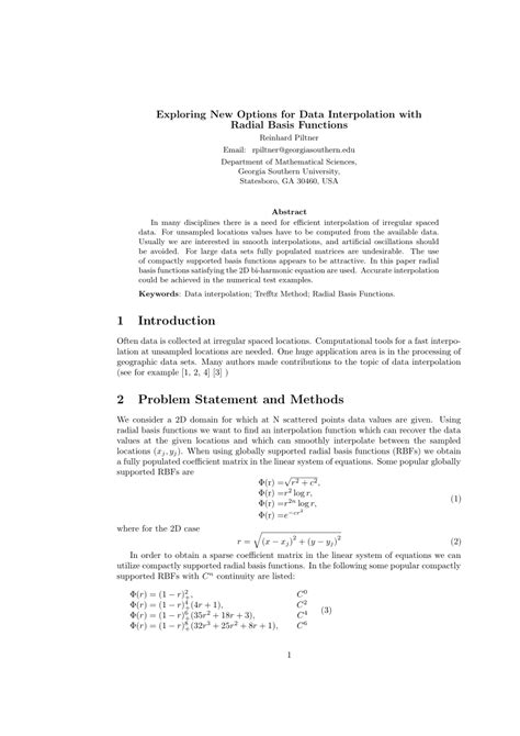 Pdf Exploring New Options For Data Interpolation With Radial Basis Functions