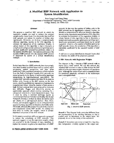 Pdf A Modified Rbf Network With Application To System Identification