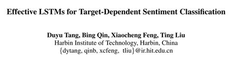 Absa阅读笔记（一） Effective Lstms For Target Dependent Sentiment