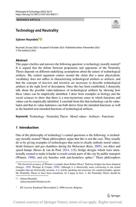 Pdf Technology And Neutrality