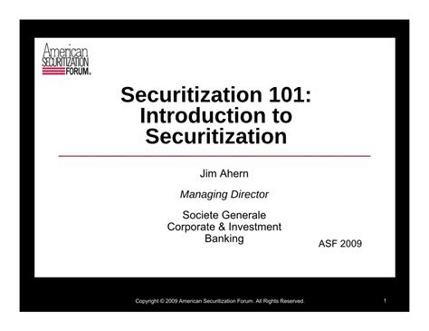 Pdf Securitization 101 Introduction To Securitization Microsoft