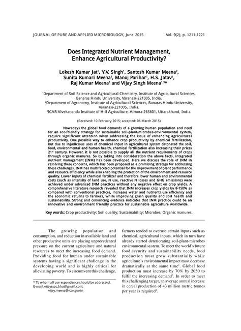 Pdf Does Integrated Nutrient Management Inm Enhance Agricultural Productivity