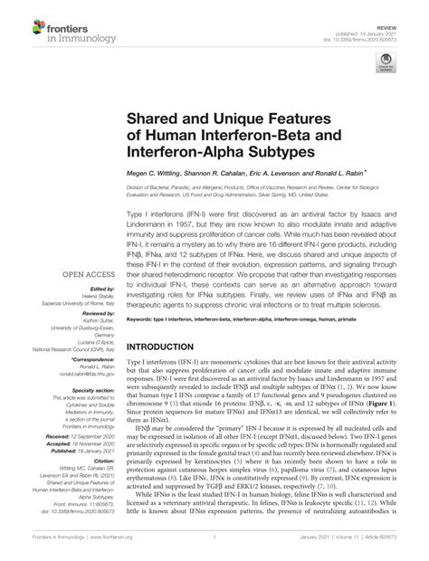 Pdf Shared And Unique Features Of Human Interferon Beta And Interferon Alpha Subtypes