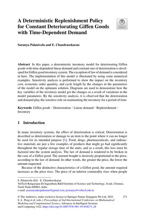 Pdf A Deterministic Replenishment Policy For Constant Deteriorating Fen Goods With Time