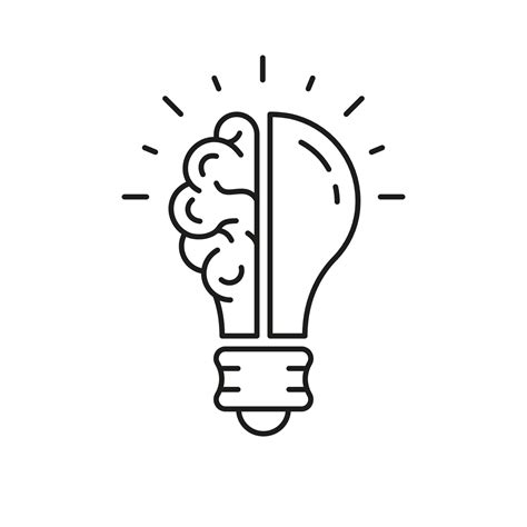 Human Brain And Lightbulb Creative Idea Concept Line Icon Light Bulb Inspiration Knowledge