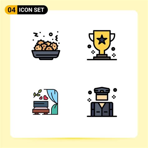 4 Universal Filledline Flat Color Signs Symbols Of Salad Love Award Prize Wedding Arch Editable