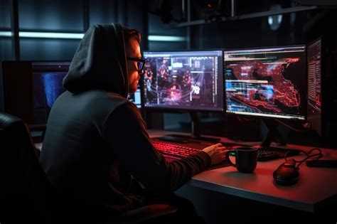 Premium Ai Image Cyber Security Specialist Using Computer Preventing