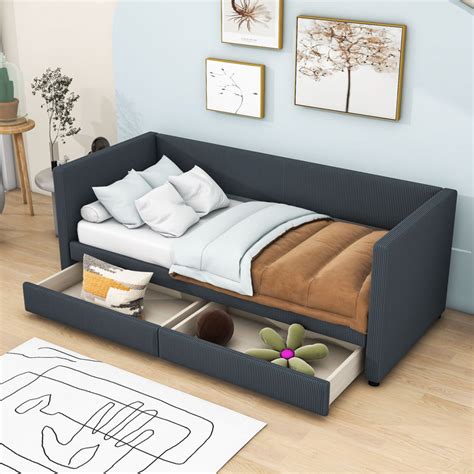 Wade Logan® Berla Twin Size 2 Drawers Upholstered Daybed And Reviews Wayfair