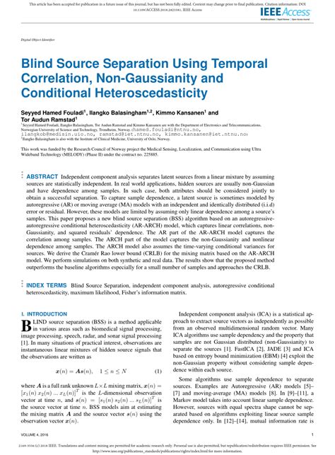Pdf Blind Source Separation Using Temporal Correlation Non