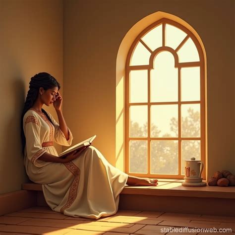 Cozy Indoor Setting With Arched Window Stable Diffusion Online