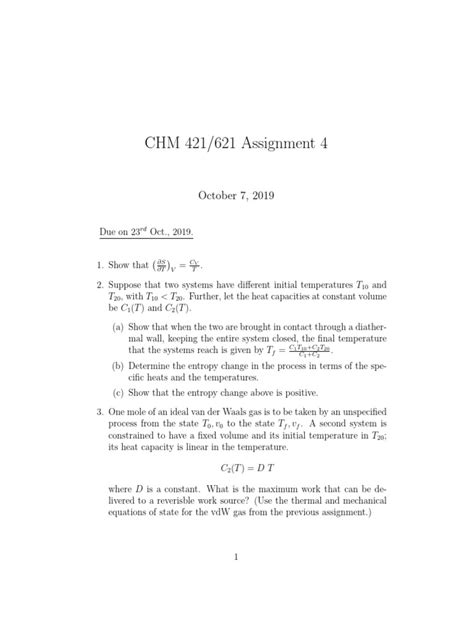 Assignment 4 Pdf Enthalpy Temperature