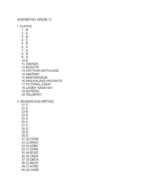 G12 Answer Key Pdf