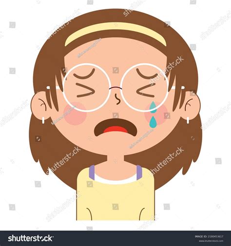 Girl Crying Face Cartoon Cute Stock Vector Royalty Free 2180453617