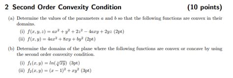 Second Order Convexity Condition Points A Chegg