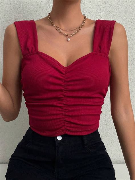 Buy Stylecast Women Sweetheart Neck Sleeveless Casual Crop Top Tops