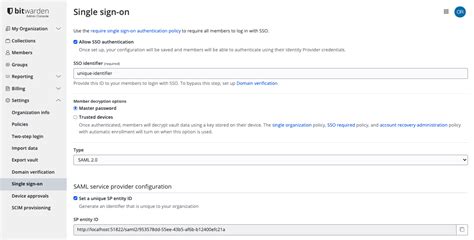 Saml 2 0 Configuration Bitwarden Help Center