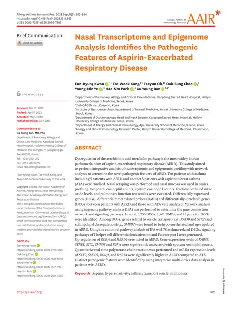 Pdf Nasal Transcriptome And Epigenome Analysis Identifies The