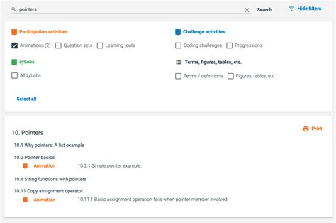 Searching Using The Content Explorer ZyBooks Help Center