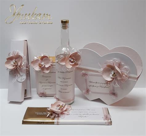 Покана за кумове Сърце Орхидеи в розово