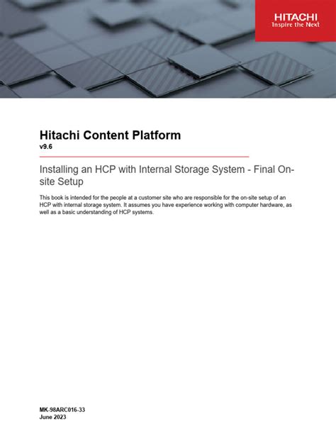 Hcp V9 6 Installing An Hcp Internal Storage System Final On Site Setup Mk 98arc016 33 Pdf