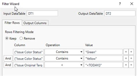 the filter wizard of filter data table activity doesn t work help