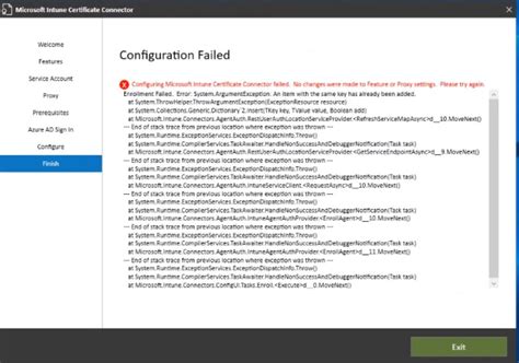 Intune Certification Connector Error Configuration Failed An Item With