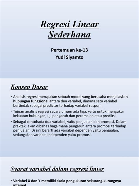 Uji Regresi Linier Sederhana | PDF