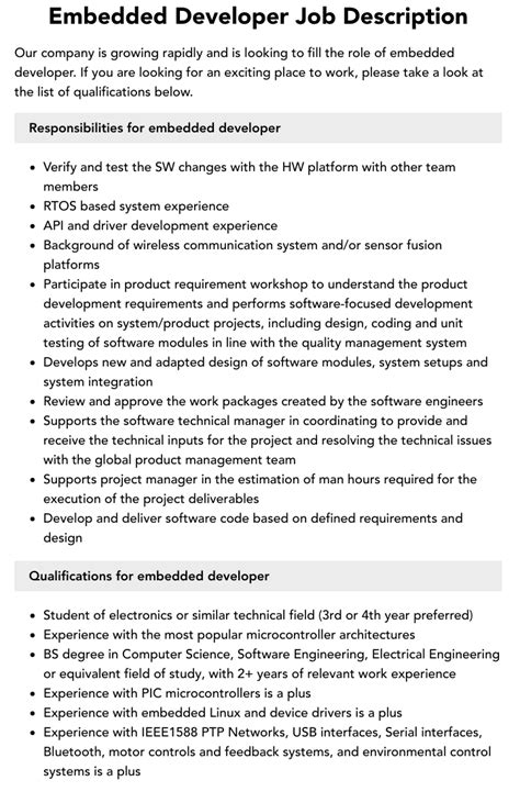 embedded developer job description velvet jobs